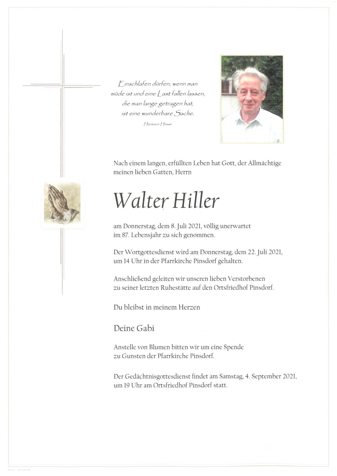 Hiller Walter – Bestattung Baumann