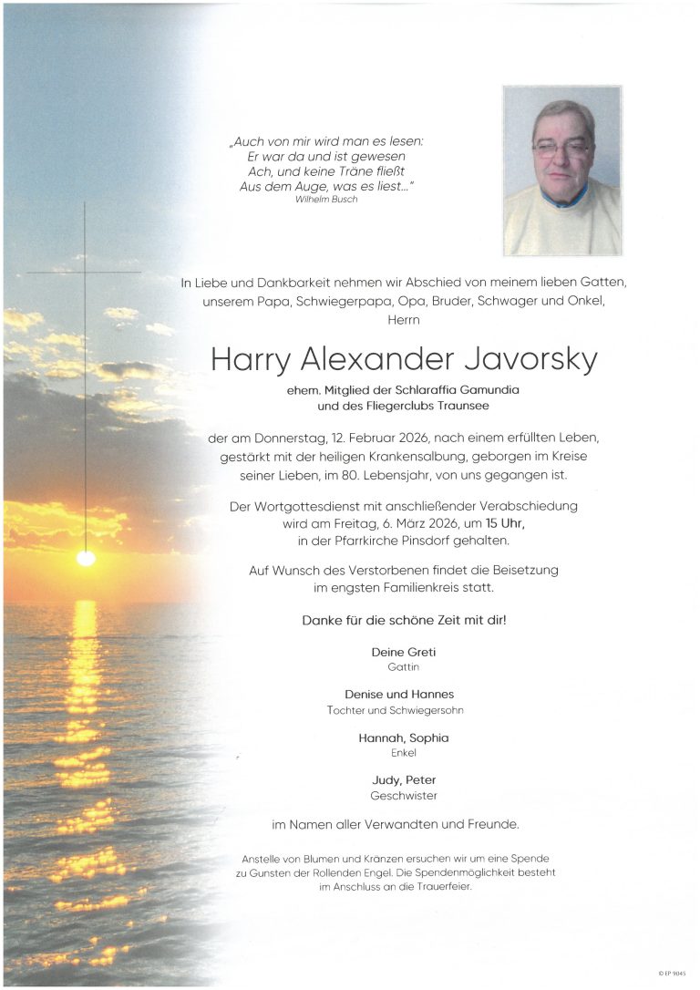 Javorsky Harry Alexander – Bestattung Baumann